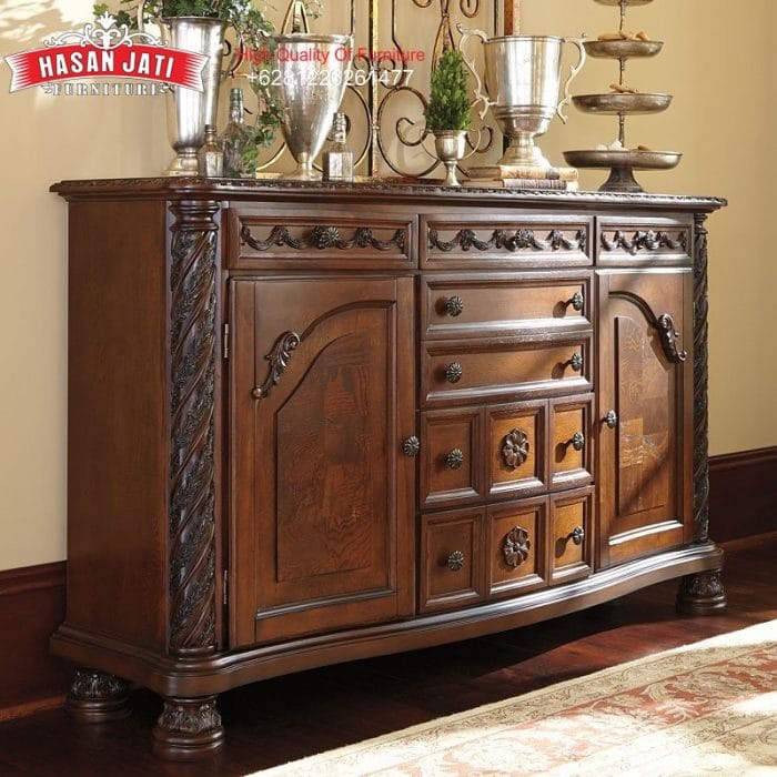 Meja Bufet 3 Pintu Melodi Plus Mirror | Hasan Jati Furniture